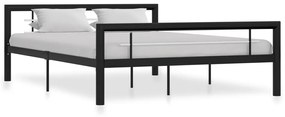 vidaXL Rám postele černobílý kov 140 x 200 cm