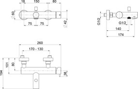 Sapho Sapho, ULTRAMIX nástěnná vanová baterie, chrom, UT010