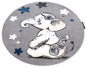 Dywany Łuszczów, Dětský kusový koberec Petit Elephant stars grey kruh, 140x140 (průměr) kruh, šedá, dětský pokoj