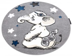 Dywany Łuszczów Dětský kusový koberec Petit Elephant stars grey kruh - 140x140 (průměr) kruh cm