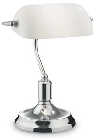 Stolní lampa Ideal Lux Lawyer TL1 cromo 045047 chromová s bílým stínidlem