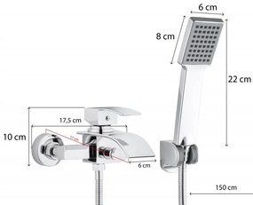 Erga Talea, vanová baterie s ruční bodovou sprchovou soupravou, chromová, ERG-YKA-BW.TALEA