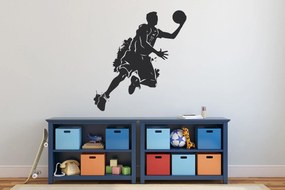 Lepy.cz Samolepka na zeď Basketbalista s míčem Velikost (šířka x výška): l00x108cm, Barevná varianta: Světle oranžová
