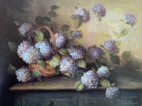 ART-STYLE Obrázek 17x22, hortenzie ve fialové, rám sv. dub červotoč