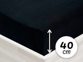 Jersey napínací prostěradlo na extra vysokou matraci JR-030 Černé 180 x 200 - výška 40 cm