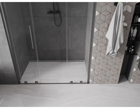 Mexen Velar L Duo, posuvné sprchové dveře do otvoru 140 cm, 8mm čiré sklo, grafit broušený, 871-140-003-02-66