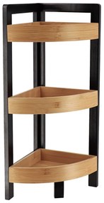 Polička do koupelny Black Bamboo 3, černá/s dřevěnými prvky