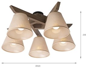 Brilagi - LED  Přisazený lustr ANTHONY 5xE14/40W/230V dub ořech/béžová