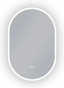 Erga Demi, oválné LED zrcadlo 60x90cm, 3 barvy světla, přední osvětlení, topná podložka proti zapaření, ERG-V01-Demi-6090-CL