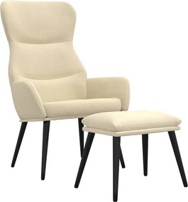 Relaxační křeslo se stoličkou krémové textil 3097431