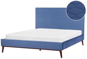 Sametová postel 160 x 200 cm modrá BAYONNE Beliani