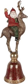 Vánoční dekorace figurka Santa na sobovi stojící na zvonku - 24*20*63 cm