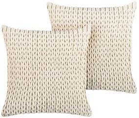 Sada 2 pletených polštářů 45 x 45 cm béžové OXALIS Beliani