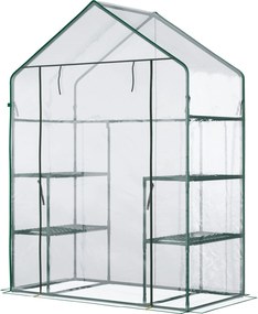 Outsunny Skleník na rajčata s 6 policemi, studený rám s transparentní ocelovou konstrukcí a PVC plastem 142 x 73 x 195 cm | Aosom