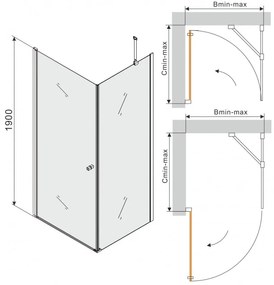 Mexen Pretoria sprchový kout 60x100cm, 6mm sklo, chromový profil-čiré sklo, 852-060-100-01-00
