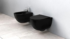 Závěsná WC mísa Rea Carlo Mini Rimless Flat černá matná