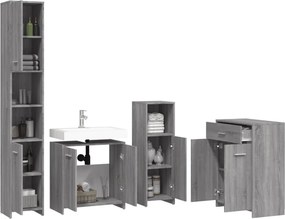 4dílný set koupelnového nábytku šedý sonoma kompozitní dřevo 3154410