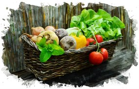 Obraz Proutěný Koš Na Zeleninu Nedostatek Nedostatek Přírodní plátno 100x70