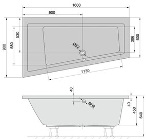 Polysan Polysan, ANDRA L asymetrická vana 160x90x45cm, bílá, 81521