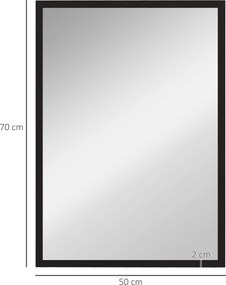 HOMCOM Obdélníkové zrcadlo - Zrcadlo do koupelny 50x70 cm - Dekorativní nástěnné zrcadlo do obývacího pokoje, předsíně, chodby - Horizontální nebo ve…