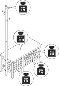 Tchibo - Lavice s věšákem na šaty - barva: hnědá