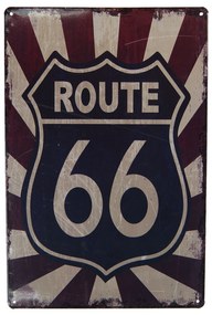Kovová nástěnná cedule Route 66 - 20*30 cm
