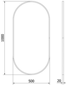 Mexen Loft, oválné koupelnové zrcadlo 100 x 50 cm, barva rámu černá matná, 9851-100-050-000-70