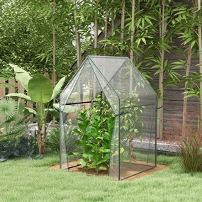 Outsunny fóliový skleník Skleník s dvojitými dveřmi větruodolný rostlinný domek pro zahradu 90 x 90 x 145 cm z průhledného PE |