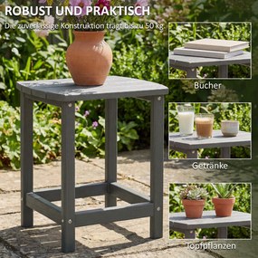Outsunny venkovní odkládací stolek 48 x 37 x 46 cm, odolný HDPE, šedý