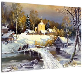 Obraz - Zimní městečko (70x50 cm)