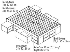 Úložná postel s nočními stolky Claas 160x200 cm