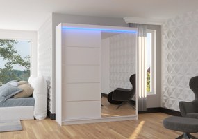 ADRK Furniture Posuvná skříň se zrcadlem a LED osvětlením CARO 180 SW-CAR-W-180+L-V319