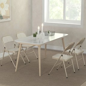 HOMCOM Sada 4 skládacích židlí, přenosné jídelní židle, skládací židle s lněným polštářem a ocelovým rámem 45 x 46 x 78 cm beige | Aosom