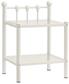 Noční stolek bílý a průhledný 45 x 34,5 x 60,5 cm kov a sklo - Default Title