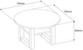 Kulatý konferenční stolek Seattle, dub artisan/antracit
