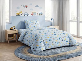 Dětské bavlněné povlečení MINI TRUCKS modré, 100% bavlna Rozměr povlečení: 70 x 90 cm | 140 x 200 cm
