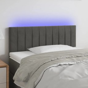 Čelo postele s LED tmavě šedé 100x5x78/88 cm samet