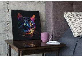Obraz na plátně - barevná kočka FeelHappy.cz Velikost obrazu: 100 x 100 cm