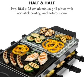Klarstein Sirlion, raclette gril, 1500W, hliník/kámen, pro 8 osob, kontrolní LED