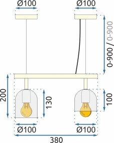 Toolight Toolight, závěsné stropní svítidlo 2xE27 APP1032-2C, bílá-zlatá, OSW-06983