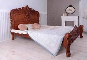 Dřevěná postel Vyřezávaná 160x200 Retro styl Mahagon Antyki24