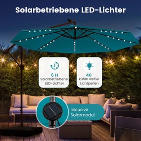 Costway Konzolový deštník Ø 300 cm se 40 solárními LED světly a pytli s pískem