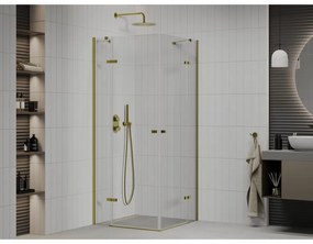 Mexen Roma Duo sprchový kout s otočnými dveřmi 90 x 90 cm, Průhledné, Zlatá - 854-090-090-50-00-02