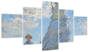 Obraz - Claude Monet, Woman with a Parasol - Madame Monet and Her Son, reprodukce (125x70 cm)