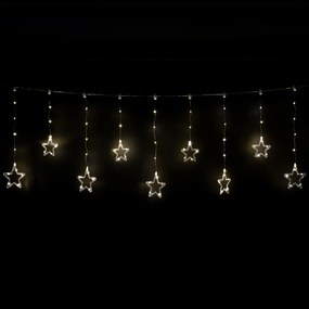Světelný venkovní závěs Stars, 200x60cm, LED, teplá bílá, časovač, 8 funkcí, na baterie, 200 cm