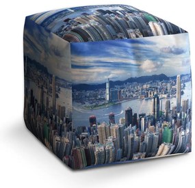 Taburet Cube město s mrakodrapy, modrá