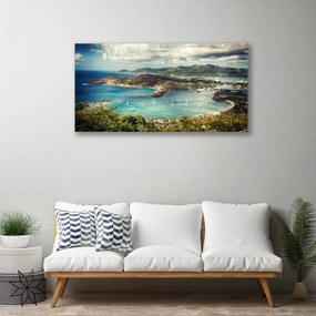 Obraz na plátně Záliv Loďky Krajina 100x50 cm