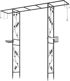Costway Altánková krmná stanice 213 cm, robustní zahradní oblouk s miskou