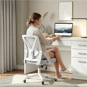 Kancelářská židle Yaheetech – světle šedá, 59 cm (šířka) × 57,5 cm (hloubka) × 90 cm – 100 cm (výška) (267709144495)
