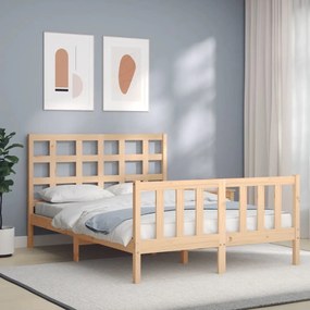 vidaXL Rám postele s čelem 120 x 200 cm masivní dřevo [3192096] Barva: Přírodní